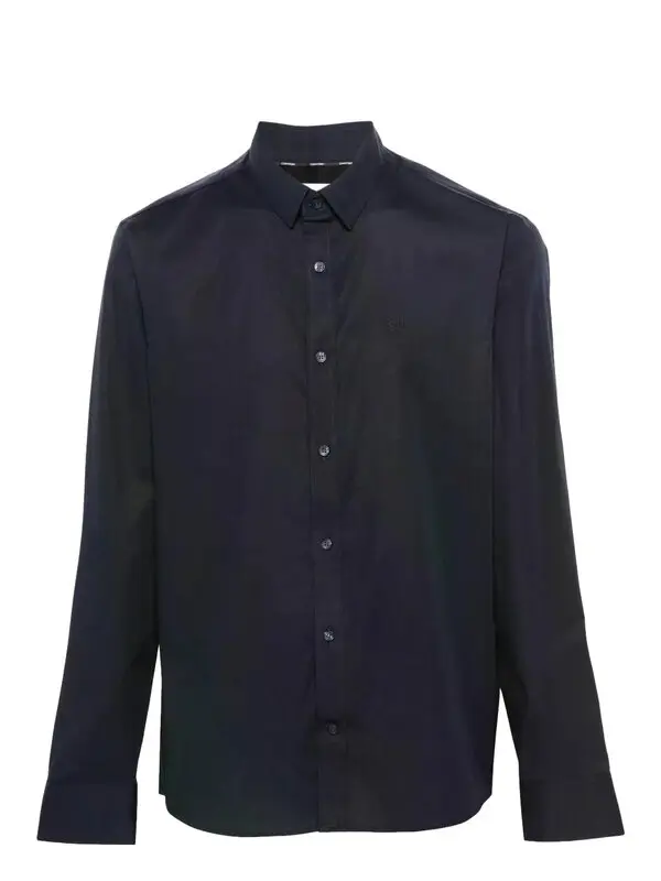 Calvin Klein Monogram-embroidered Cotton Shirt - Blue