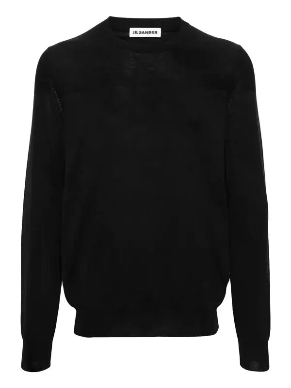 JIL SANDER Crew Neck Fine Knit Jumper - Black