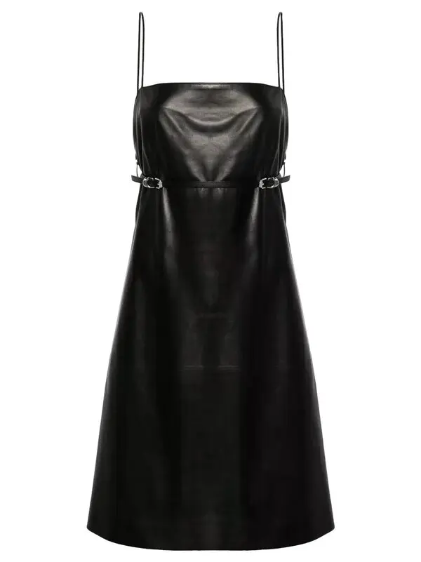Givenchy Belted Leather Mini Dress - Black