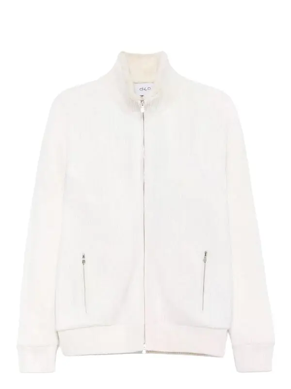 D4.0 Cashmere Zip-up Cardigan - White