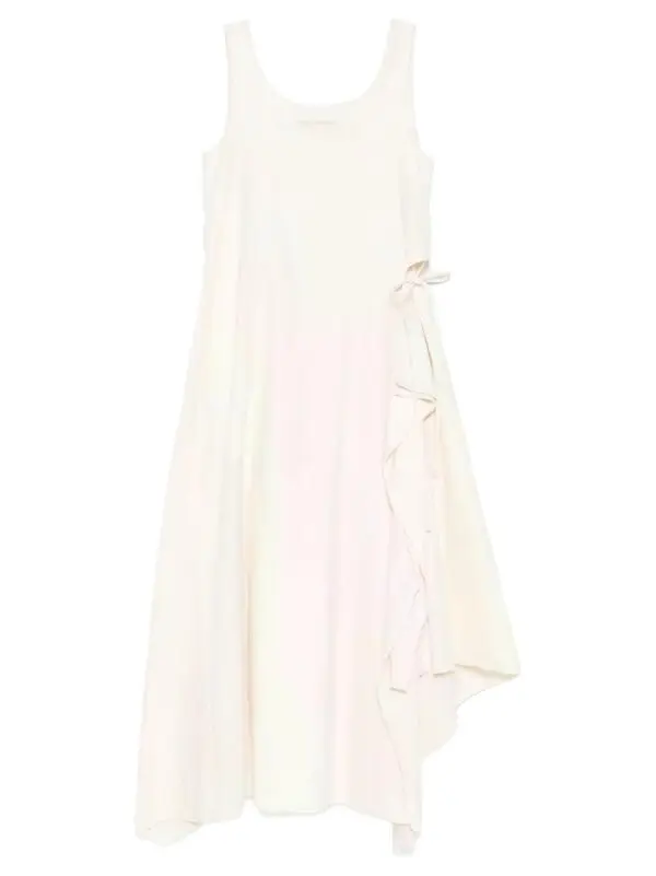 FORME D'EXPRESSION Sleeveless Cotton Dress With Tie-fastening Straps - Neutrals