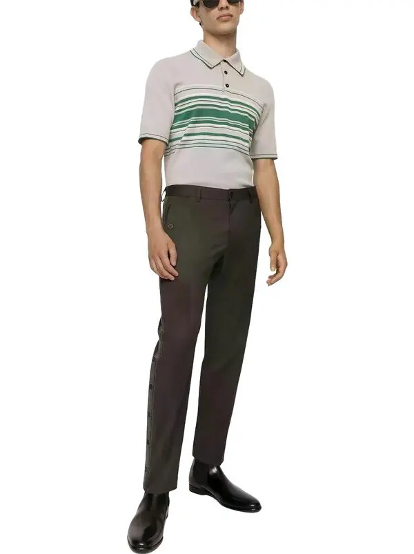 Dolce & Gabbana Tailored Trousers With Logo Trim - Grey