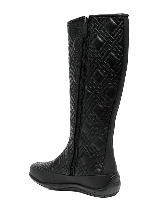 BALDININI Diamond-pattern Leather Boots - Black