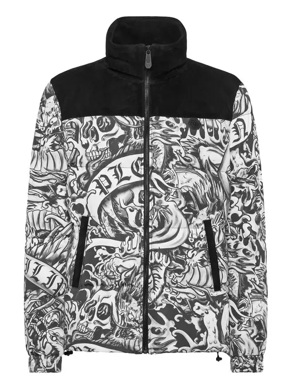 Philipp Plein Tattoo-print Padded Jacket - Black