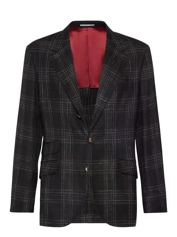 Brunello Cucinelli Tartan Check Blazer - Grey