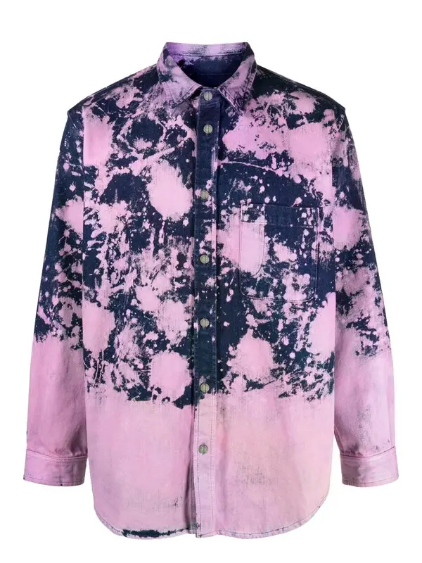 DARKPARK Bleached-effect Long-sleeve Shirt - Blue