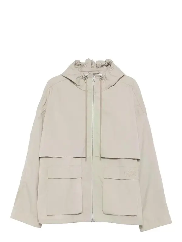 Maison Kitsuné Hooded Windbreaker With Embroidered Logo - Neutrals