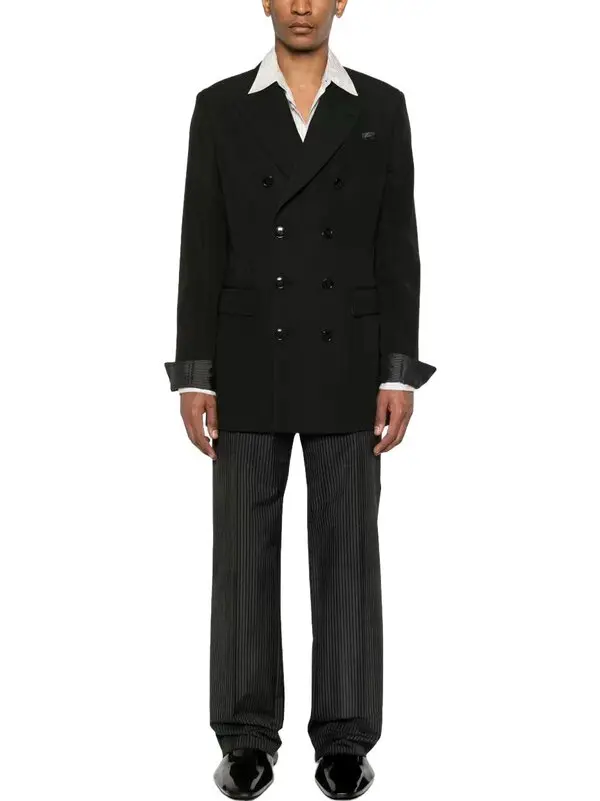 Martine Rose Double-breasted Pinstripe Wool-blend Jacket - Black
