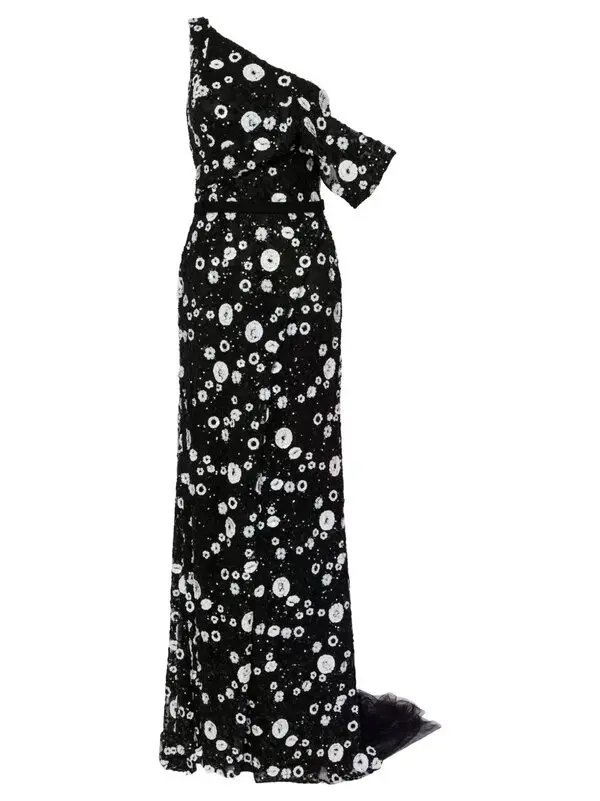 SAIID KOBEISY Tulle Off-shoulder Gown With Sequin And Bead Embellishments - Black