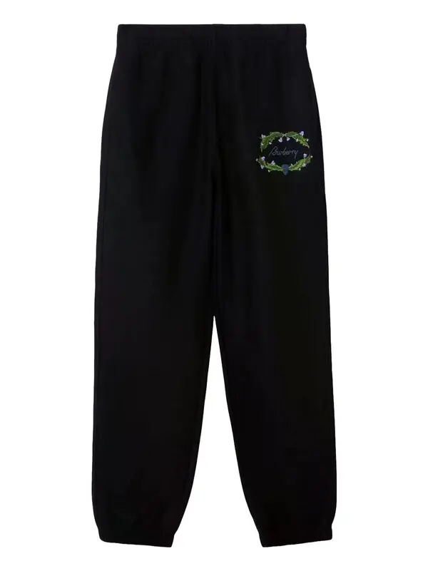 Burberry Logo Embroidered Track Pants - Black