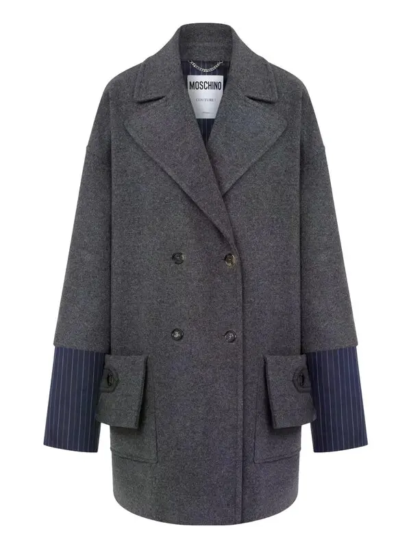 Moschino Double-breasted Coat With Notched Lapels - Grey