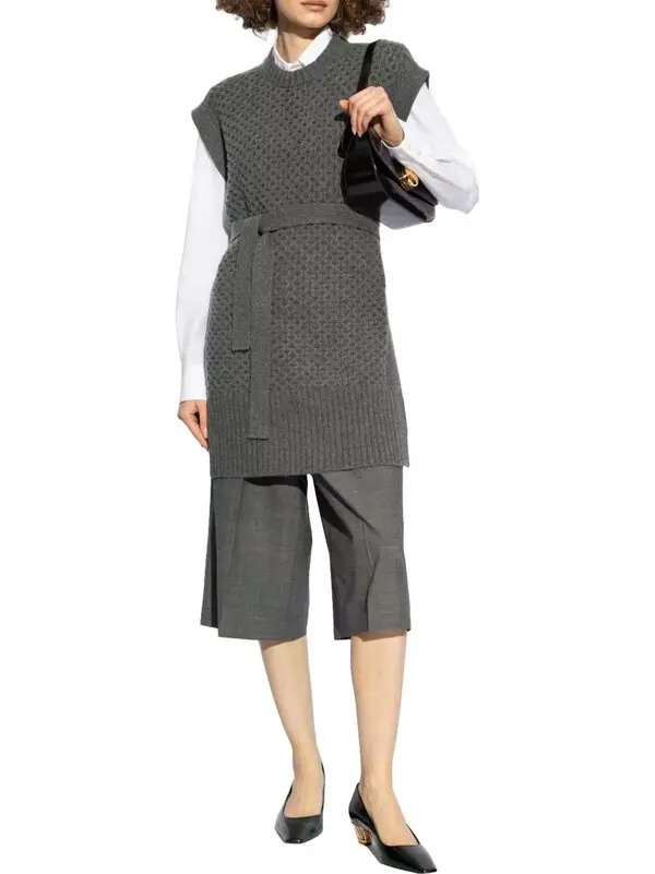 Fabiana Filippi Tied Waist Knit Vest - Grey
