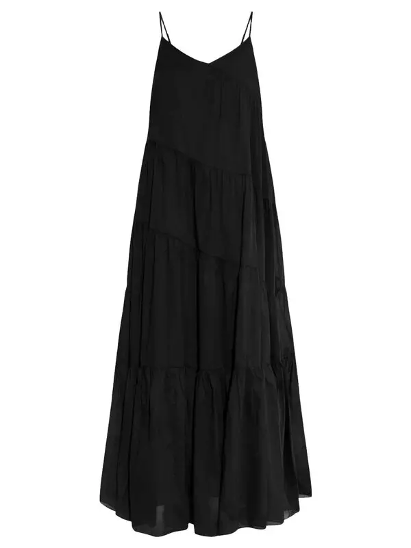 Michael Kors Cotton Tiered Maxi Dress - Black