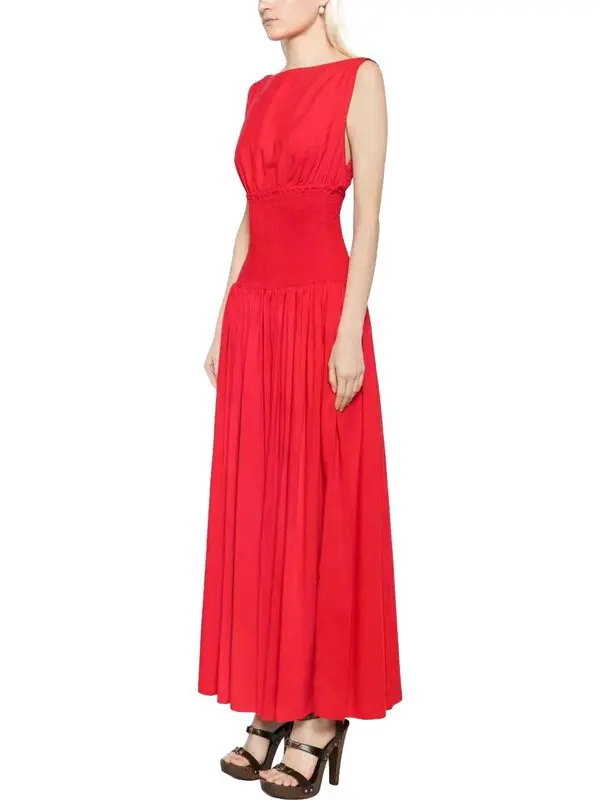 BAMBAH Ruched Backless Maxi Dress - Red