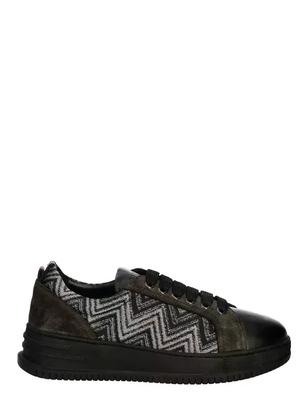 Missoni Suede Lace-up Sneakers With Zigzag Print - Black