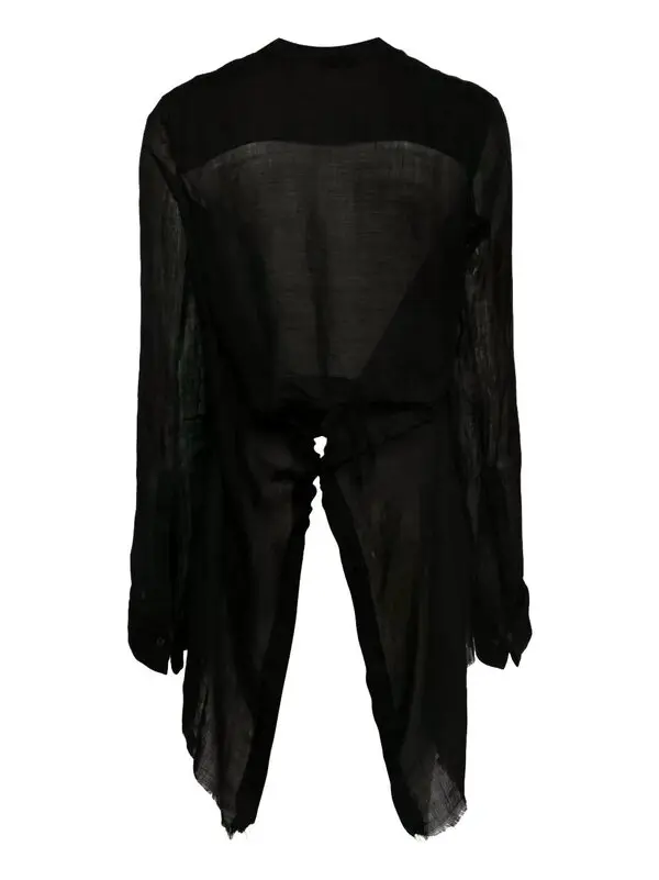 Masnada Band-collar Raw-cut Hem Shirt - Black