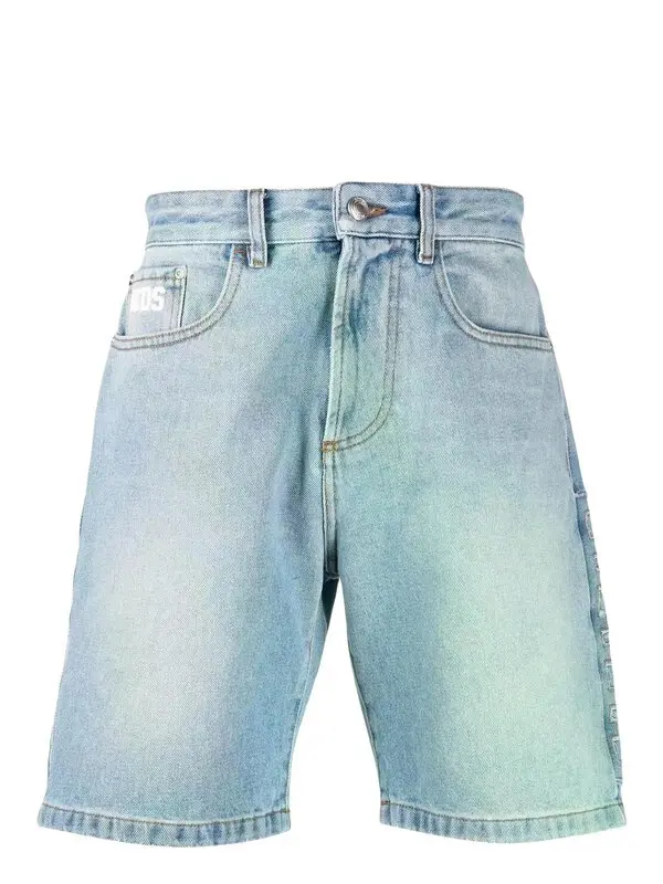 Gcds Logo-patch Denim Shorts - Blue
