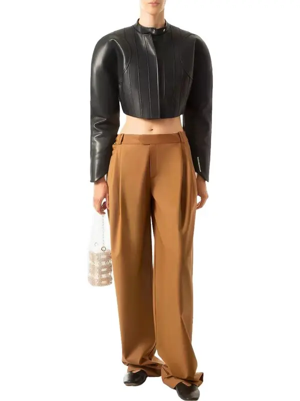 ALEKSANDRE AKHALKATSISHVILI Camel Wide Leg Pleated Trousers - Brown