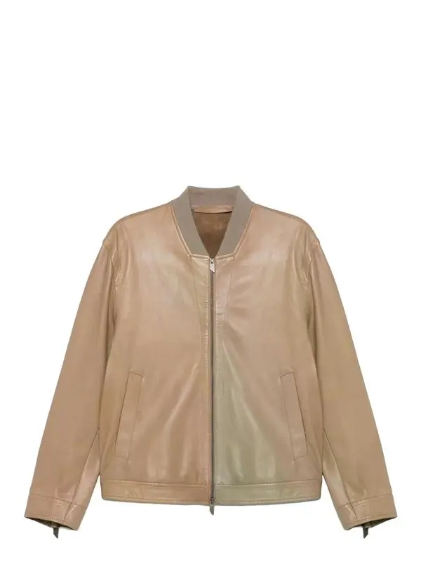 SALVATORE SANTORO Leather Bomber Jacket - Neutrals