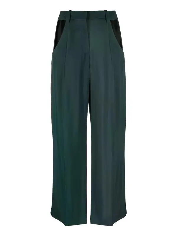MUGLER Cut-out Wide-leg Trousers - Green