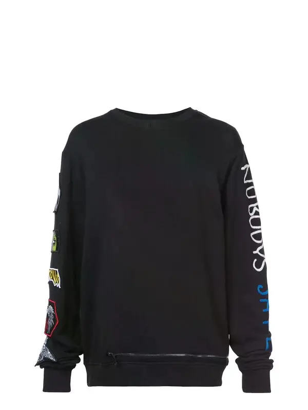 HACULLA. Mad Max Crewneck Sweatshirt With Embellished Sleeves - Black