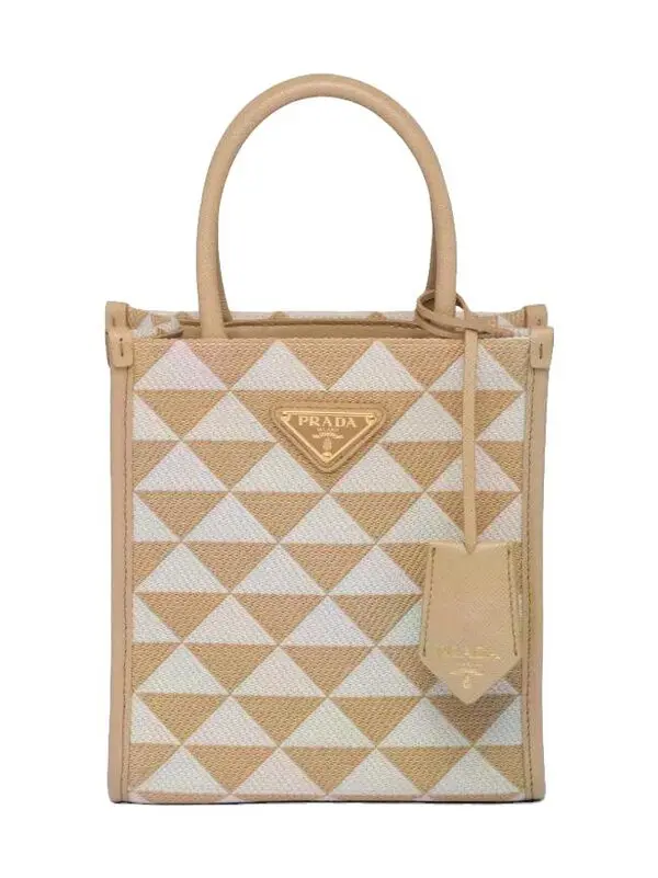 Prada Symbol Embroidered Mini Bag - Neutrals