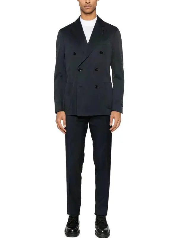 LARDINI Brooch-detail Blazer - Blue