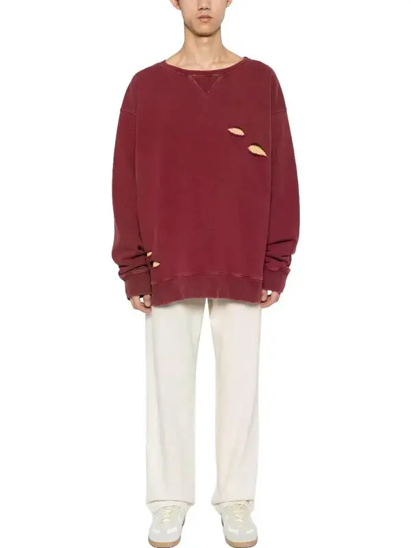 MAISON MARGIELA Distressed Layered Cotton Sweatshirt - Red