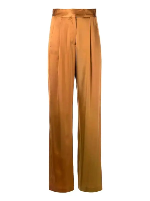 Michelle Mason Wide-leg Silk Satin Trousers - Orange