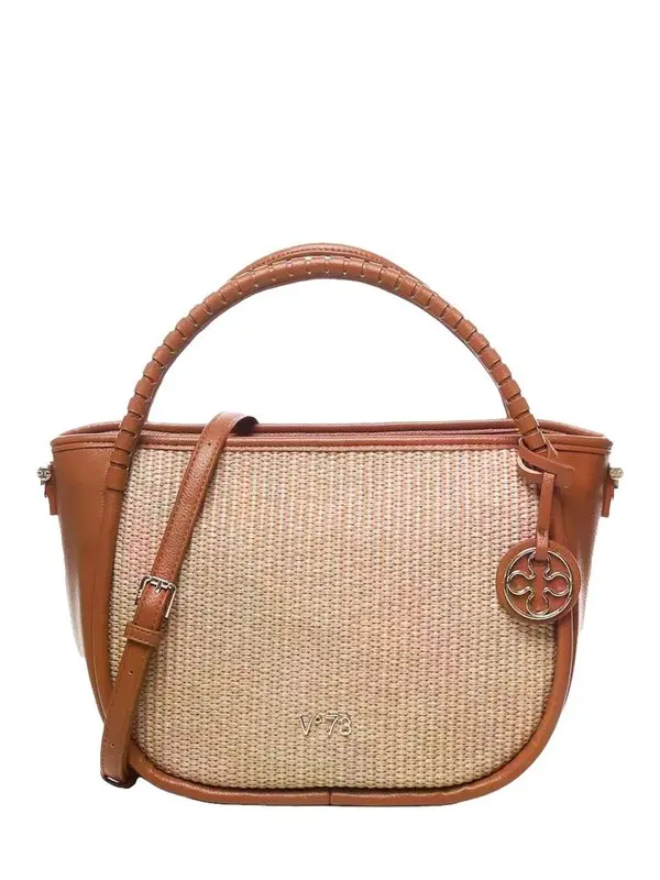V°73 Flaminia Tote Bag With Woven Panelling - Brown