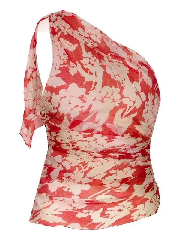 Victoria Beckham One-shoulder Floral Blouse - Red