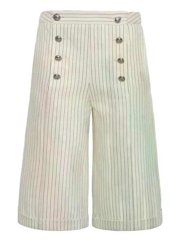 Adam Lippes Pinstriped Wide-leg Twill Shorts - Neutrals