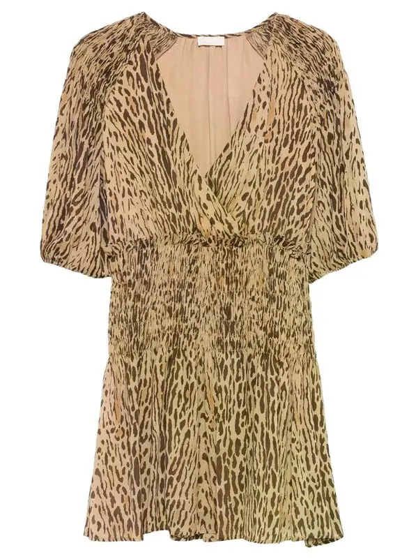 Liu Jo Leopard-print V-neck Mini Dress - Brown