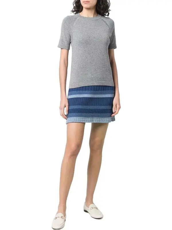 BARRIE Short-sleeved Cashmere Top - Grey