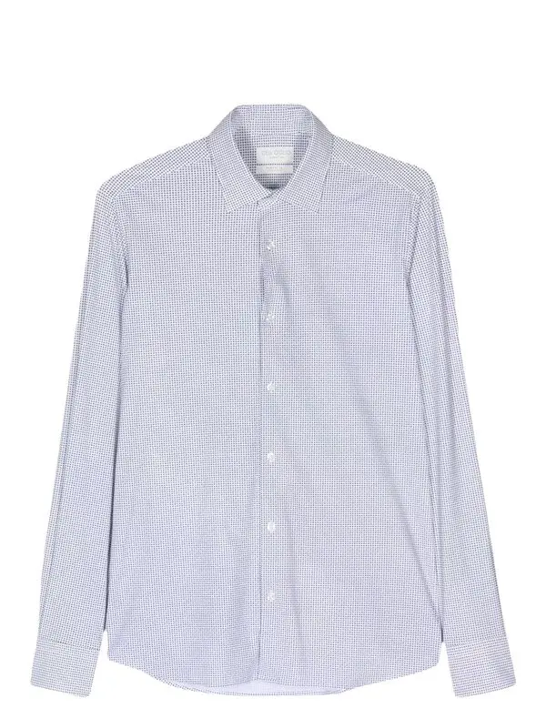 DELL'OGLIO Geometric-print Long-sleeve Shirt - White