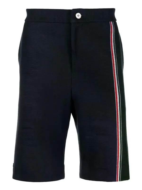 Thom Browne Rwb Stripe Cotton Piqué Bermuda Shorts - Blue