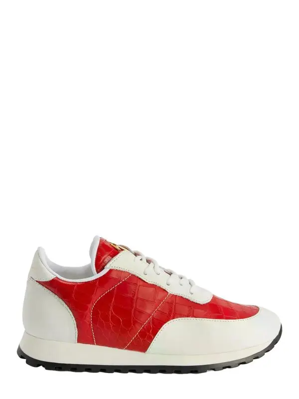 GIUSEPPE ZANOTTI Jimi Panelled Croc Effect Sneakers - Red