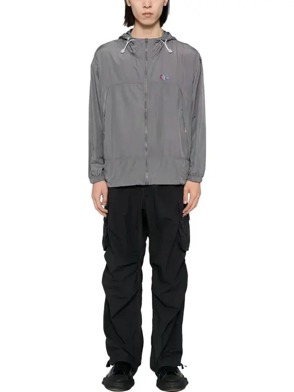 GROUND ZERO Embroidered Logo Zip-up Windbreaker - Grey