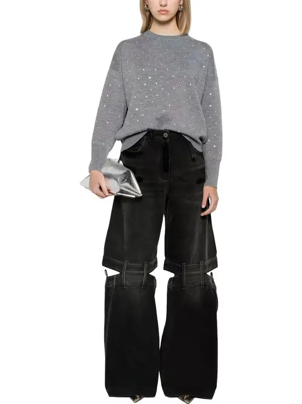 Rabanne Wool Blend Crystal-embellished Jumper - Grey
