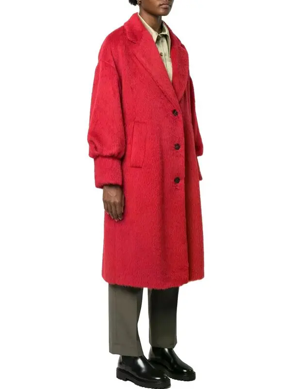 HEVO Single-breasted Alpaca Wool-blend Coat - Red