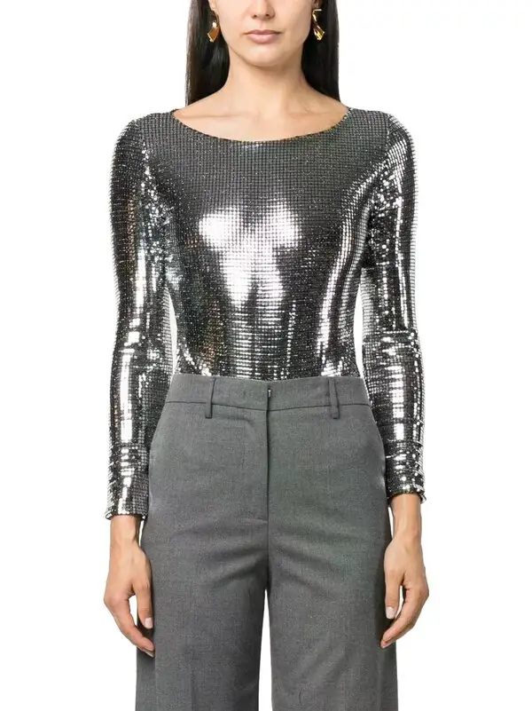 BLANCA VITA Bromelia Sequin Bodysuit - Silver