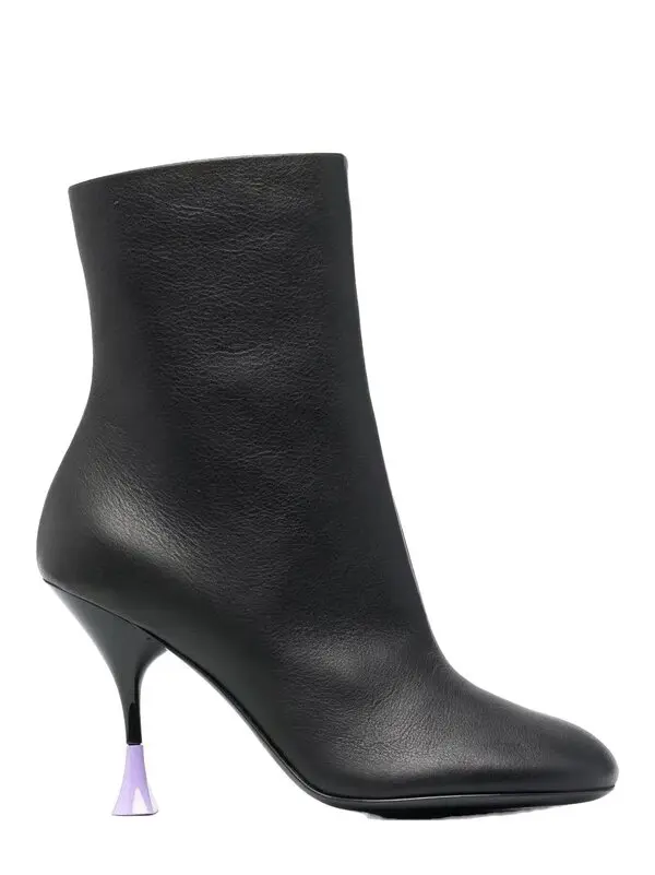 3JUIN Leather Ankle Boots - Black