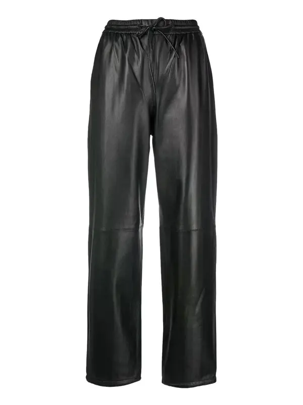 YVES SALOMON Straight-leg Lambskin Trousers - Black