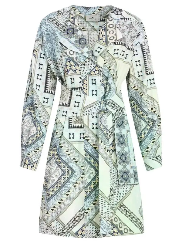 Etro Mix-print Belted Dress - Neutrals