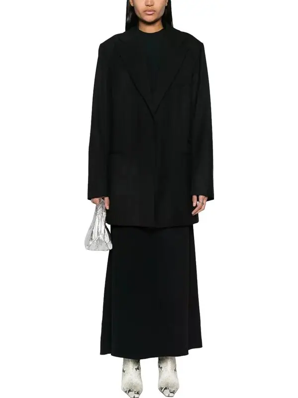 Gauchère Notched-lapels Single-breasted Coat - Black