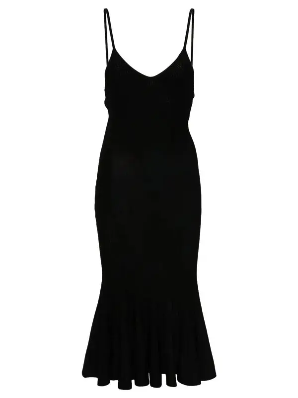 Khaite Pointelle Knit Slip Dress - Black