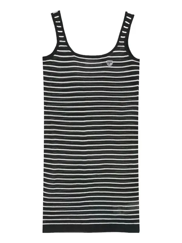 CHIARA FERRAGNI Eyelike-patch Striped Mini Dress - Black