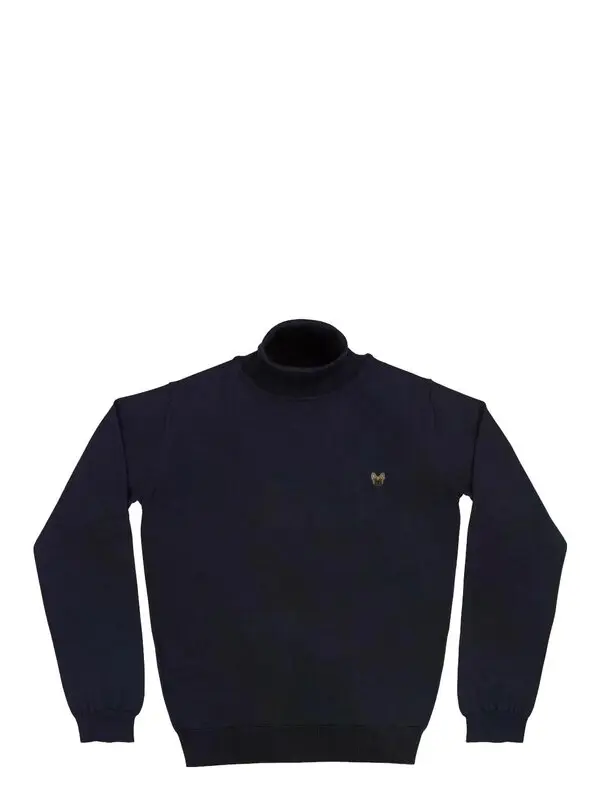 PELO FOUNDATION Dog Appliqué Merino Wool High Neck Jumper - Blue