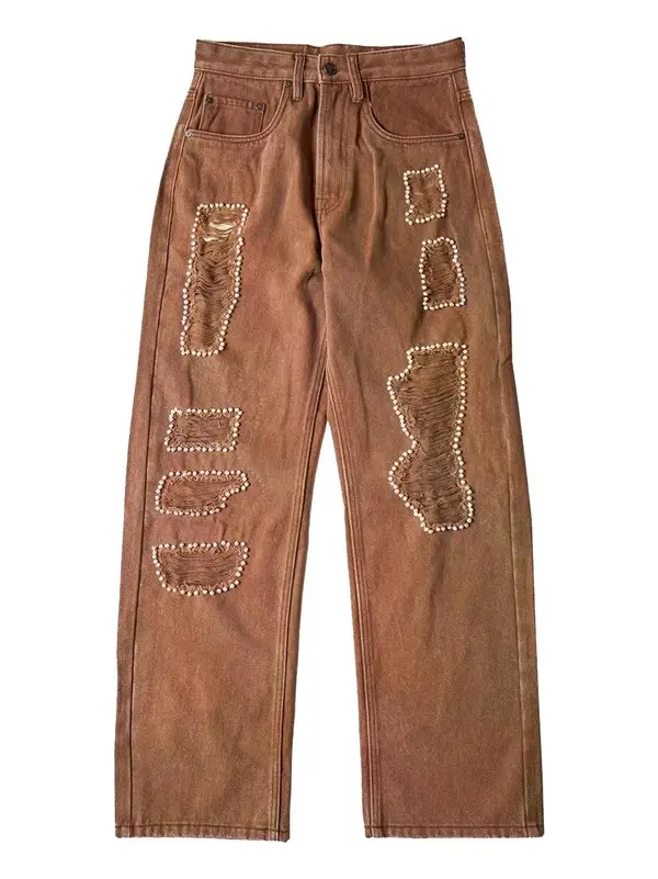 GLASS CYPRESS Embellished Jeans - Brown