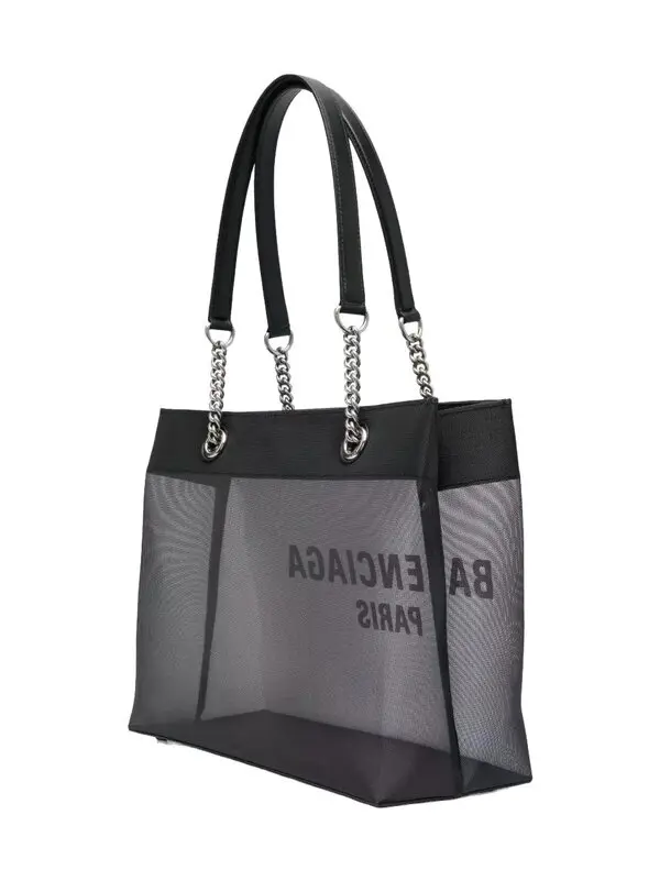 Balenciaga Mesh Logo Tote Bag - Black